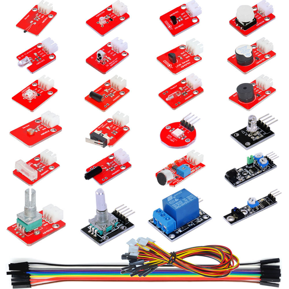 24 Pcs Red Board Sensors Kit for Arduino | Elektronik Lavpris Aps